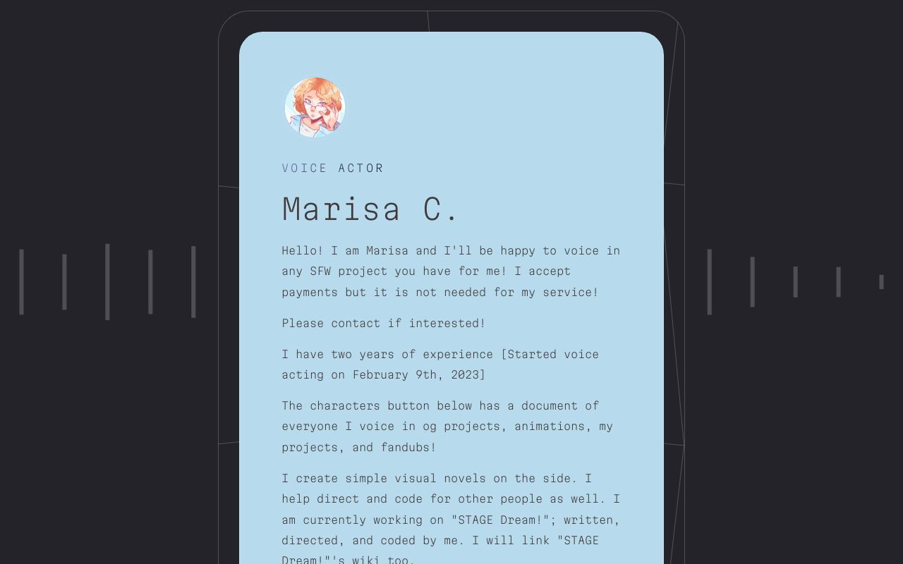 Marisa Voice Acting Info